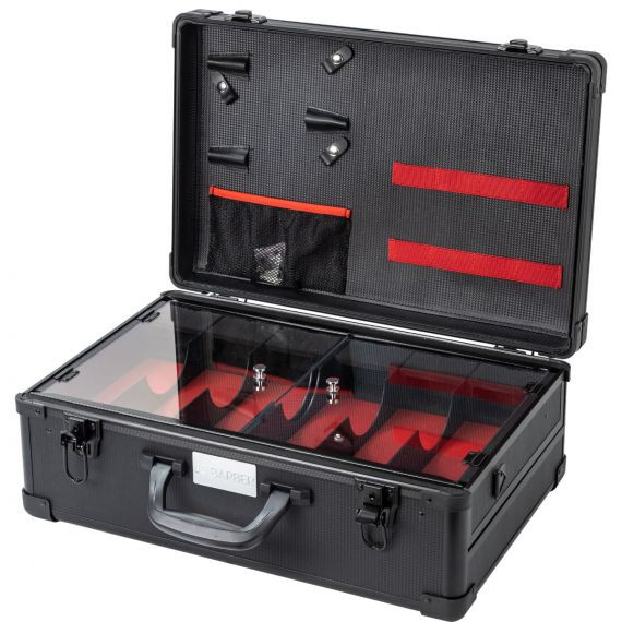 Just Case 6 Slot Sliding Barber Case Black Ice Cube - Barber Salon Supply