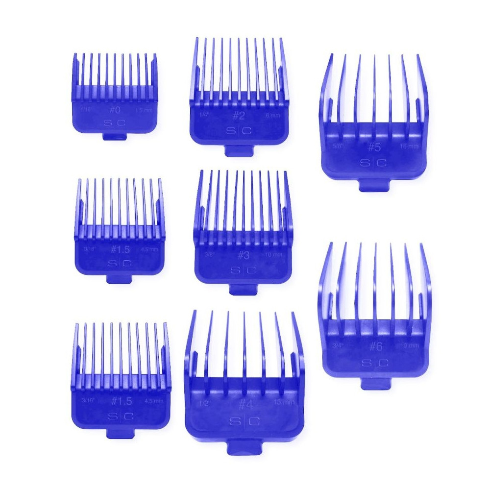 StyleCraft Dub Clipper Guards - Blue (8 Pack) - Barber Salon Supply