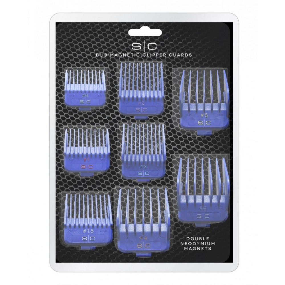 StyleCraft Dub Clipper Guards - Blue (8 Pack) - Barber Salon Supply