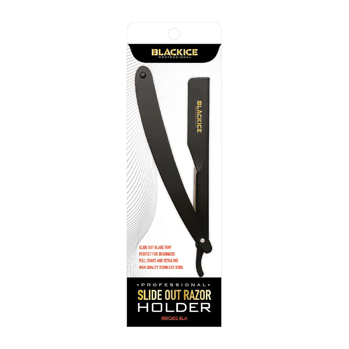 Black Ice Stainless Steel Slide Out Razor Black - Barber Salon Supply