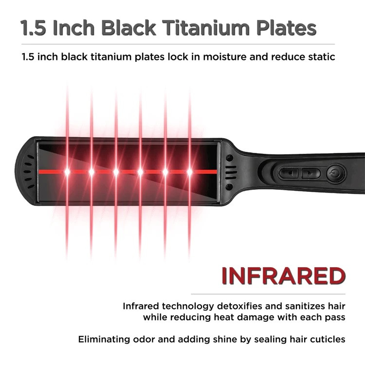 Croc Premium Infrared Black Titanium Flat Iron 1.5" - Barber Salon Supply