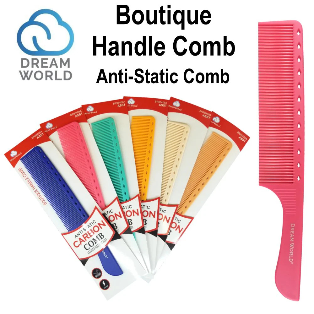 Dream World Anti-Static Curved Handle Carbon Comb (Assorted Colors ...