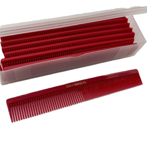 Solo Barbers 7" All Purpose Combs Red Color - Barber Salon Supply