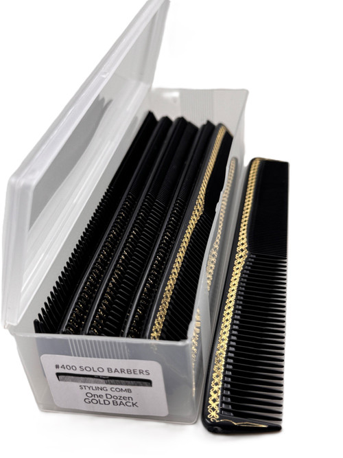 Solo Barbers 7" All Purpose Combs Black & Gold - Barber Salon Supply