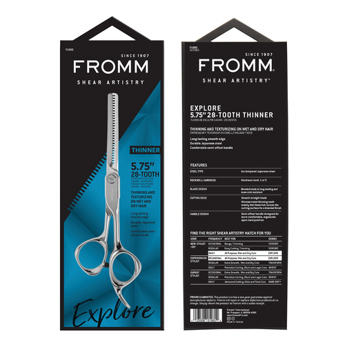 Fromm Explore 5.75" 28-Tooth Thinning Shear - Barber Salon Supply