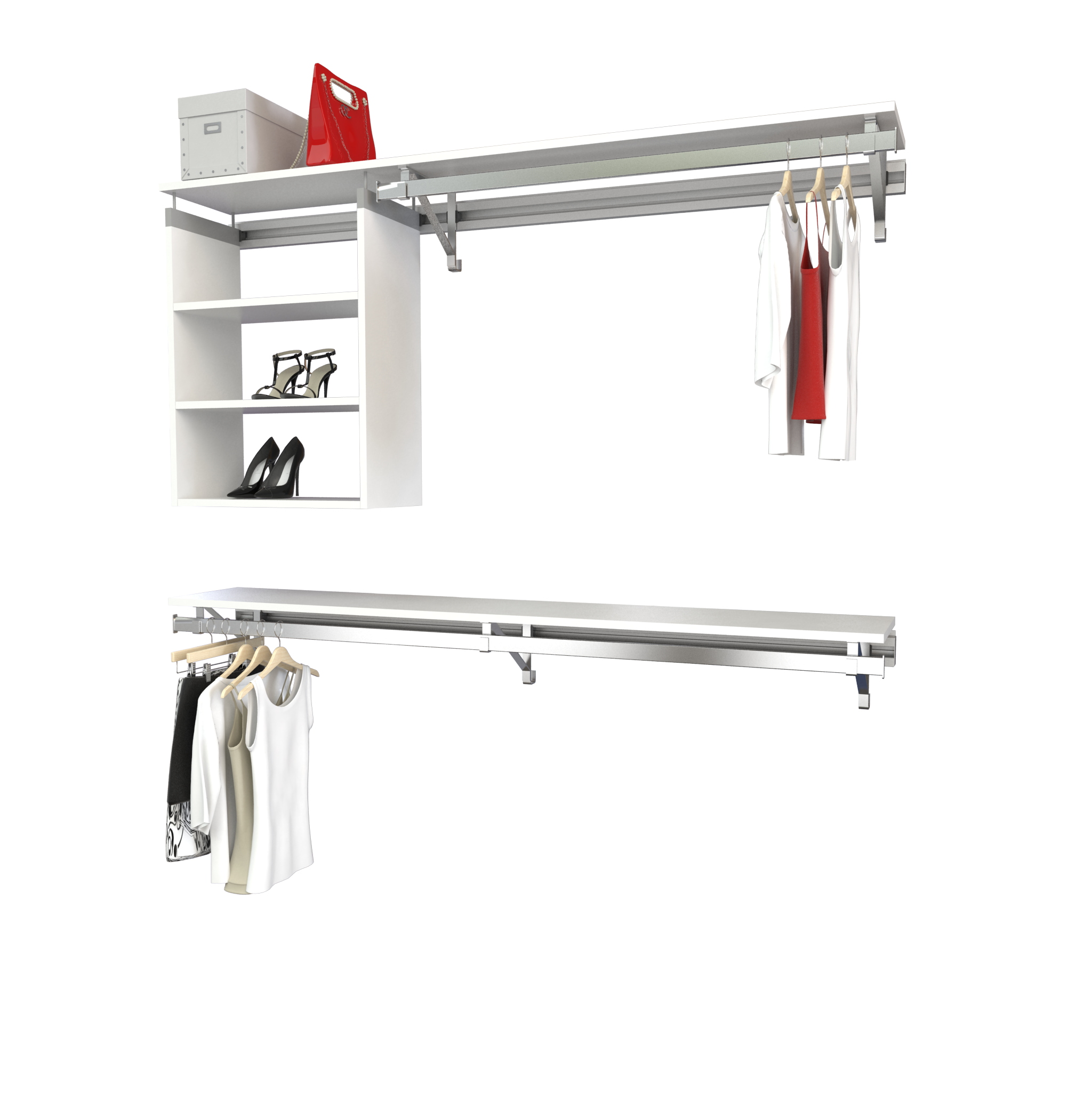 DHX Double Shelf-Hang with Adjustable 3 Shelf Cubby