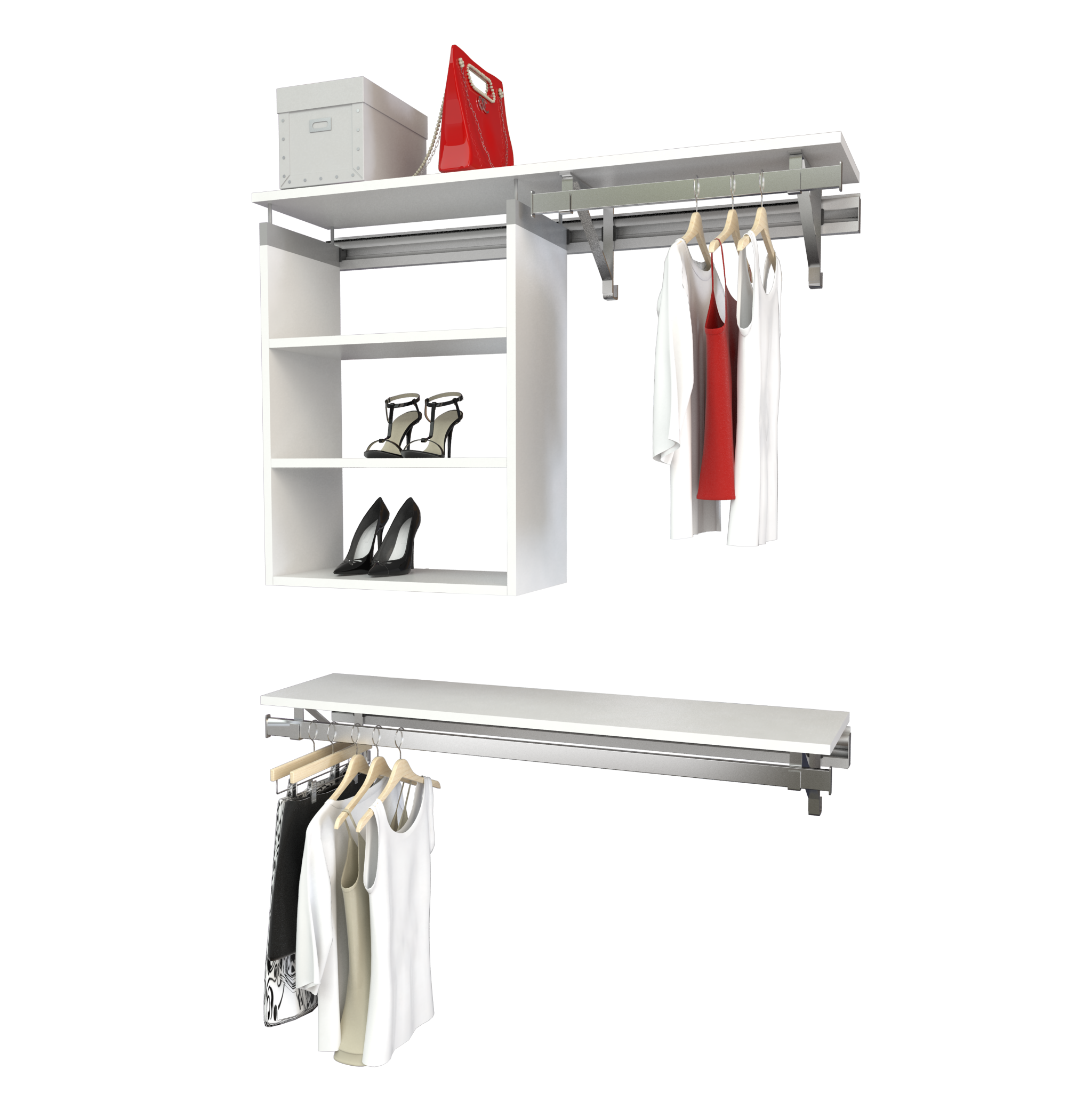 DHX Double Shelf-Hang with Adjustable 3 Shelf Cubby