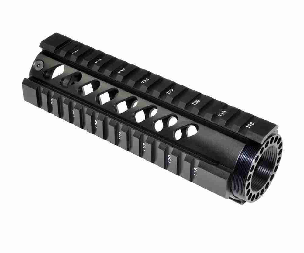 7" Carbine Length Round Quad Rail Handguard with Extended Top Rail ...