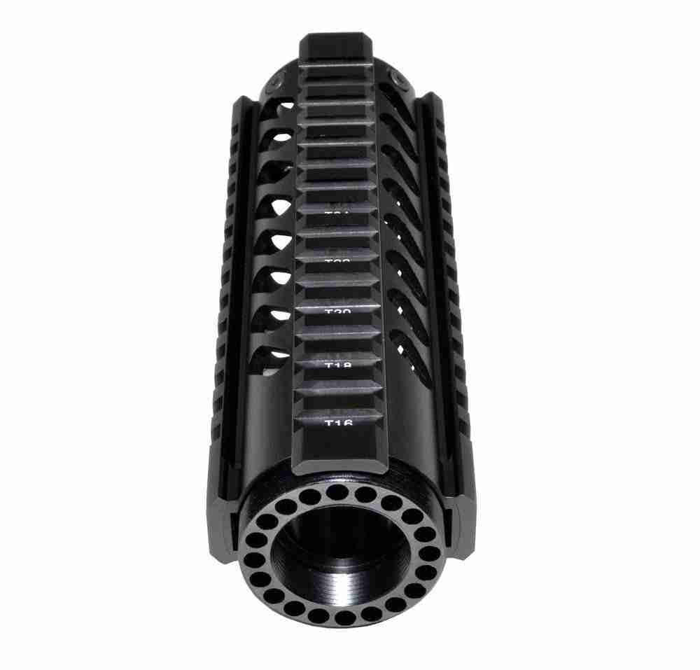 7" Carbine Length Round Quad Rail Handguard with Extended Top Rail ...