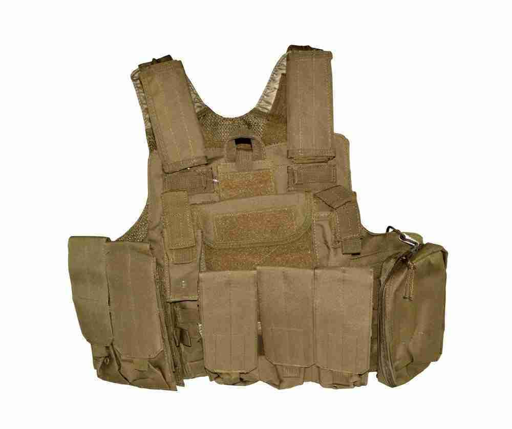 Tan Cross Draw Multi-Function Load Bearing Tactical Vest with Mag ...