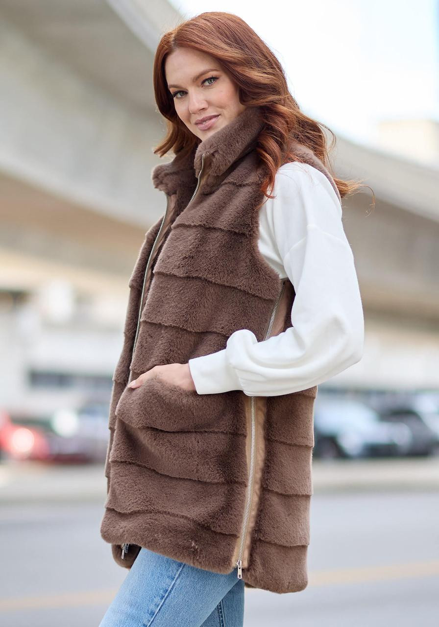 Mocha Faux Fur Weekender Vest - Fabulous Furs