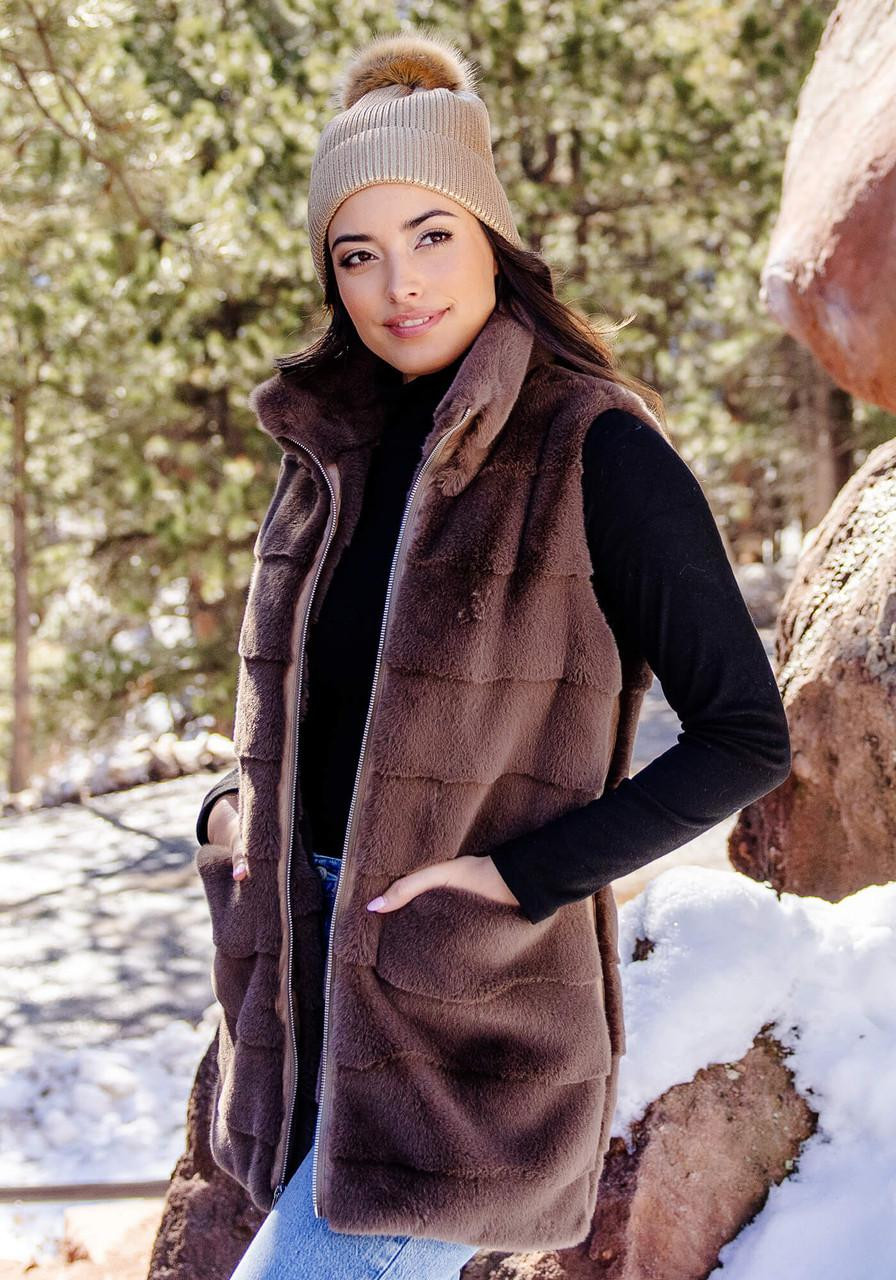 Mocha Faux Fur Weekender Vest - Fabulous Furs