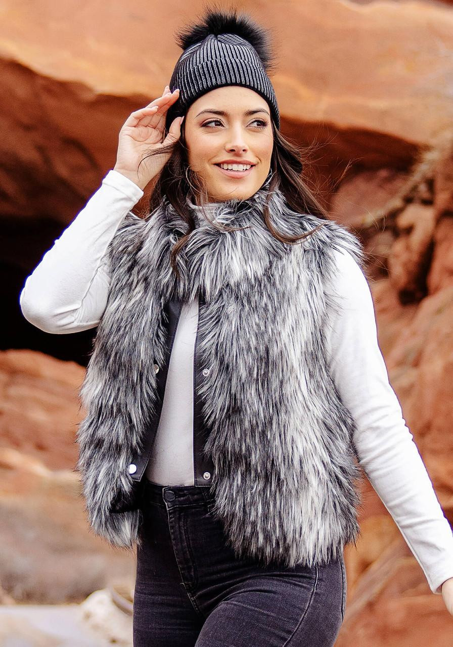 Smokey Fox Faux Fur Foxy Crop Vest - Fabulous Furs