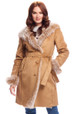 Toffee Faux Suede Sundown Belted Coat - Fabulous Furs