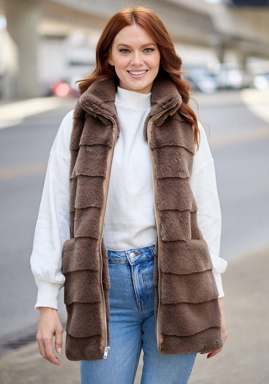 Mocha Faux Fur Weekender Vest - Fabulous Furs