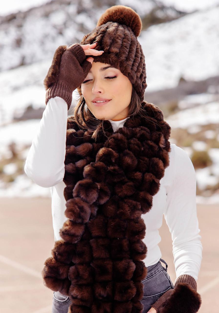 Whiskey Faux Fur 5th Ave Knitted Bomber Jacket