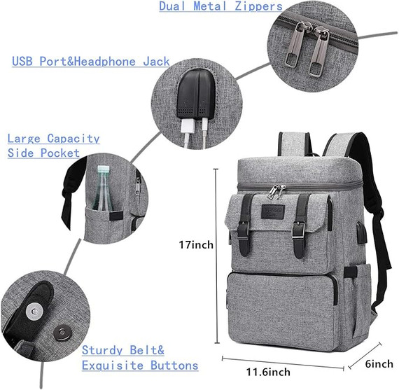 GREY YALUNDISI Vintage Backpack for Men, Women Laptop Backpack