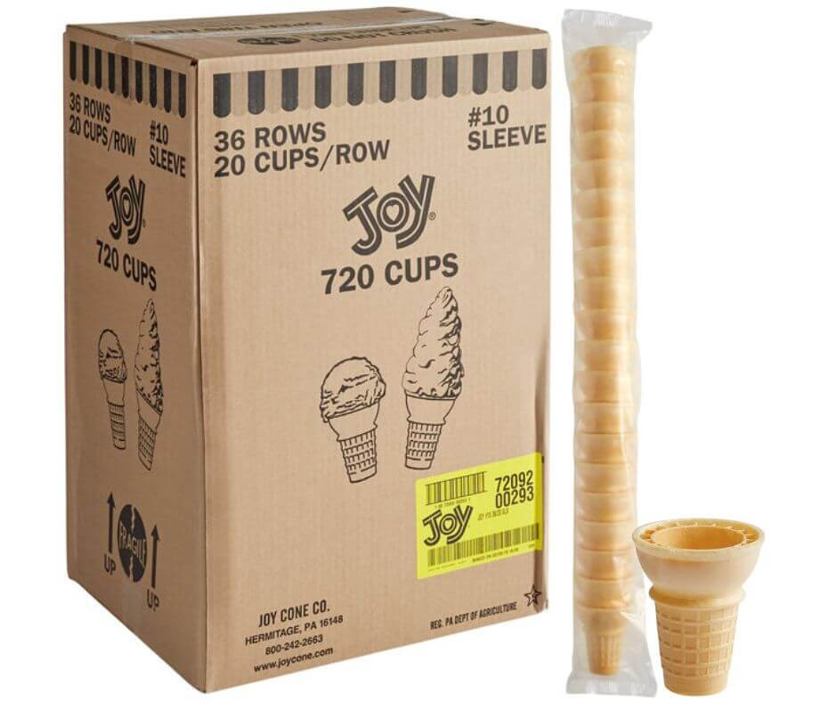 JOY #10 Flat Bottom Ice Cream Cake Cones Bulk - 720/Case | Crispy and Versatile