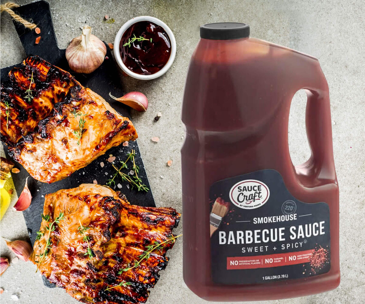 Sauce Craft Sweet and Spicy BBQ Sauce 1 Gallon Food Service- 4/Case