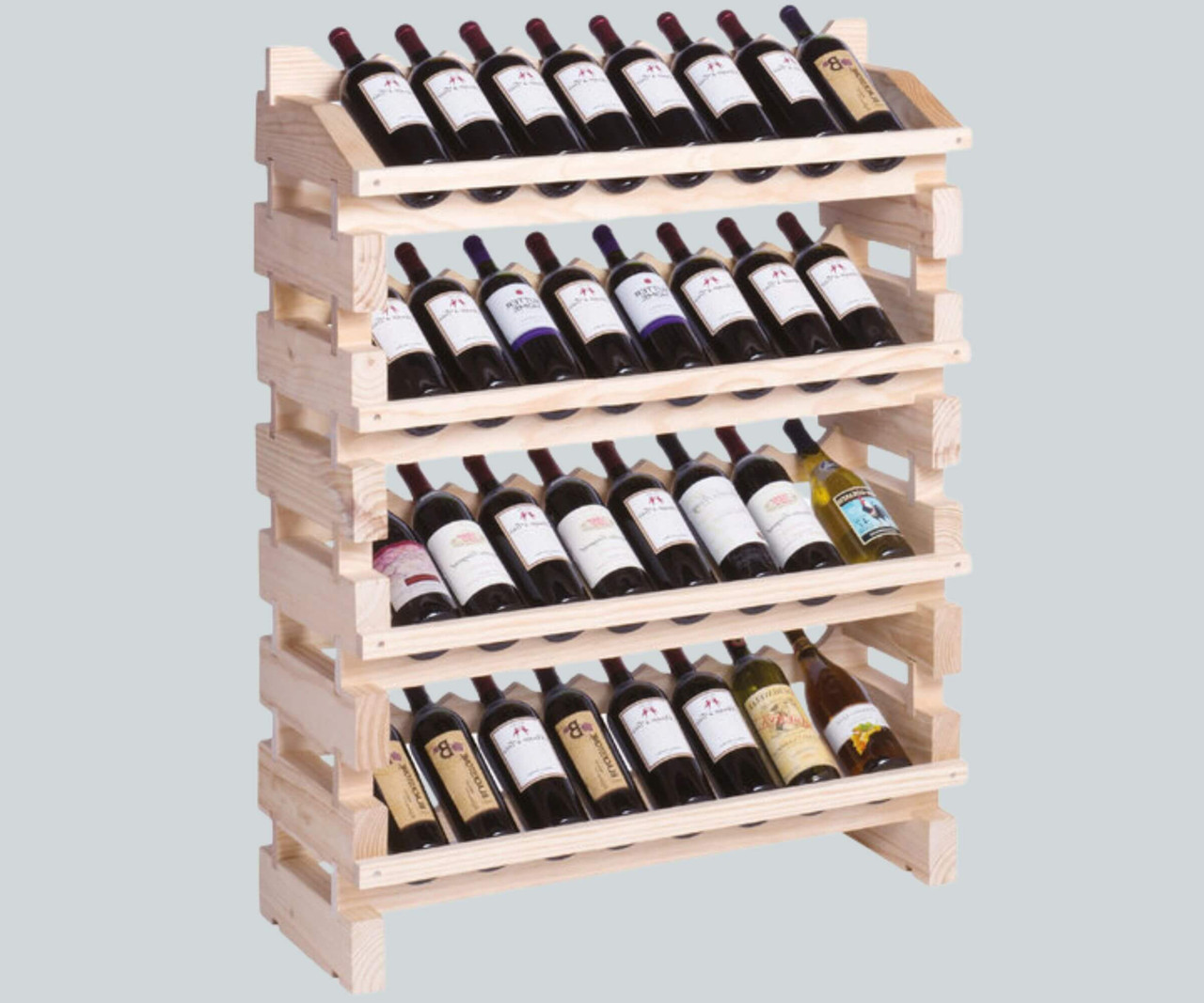 Franmara Modularack Pro Full Display Natural Wooden Modular Wine Rack 32 Bottle