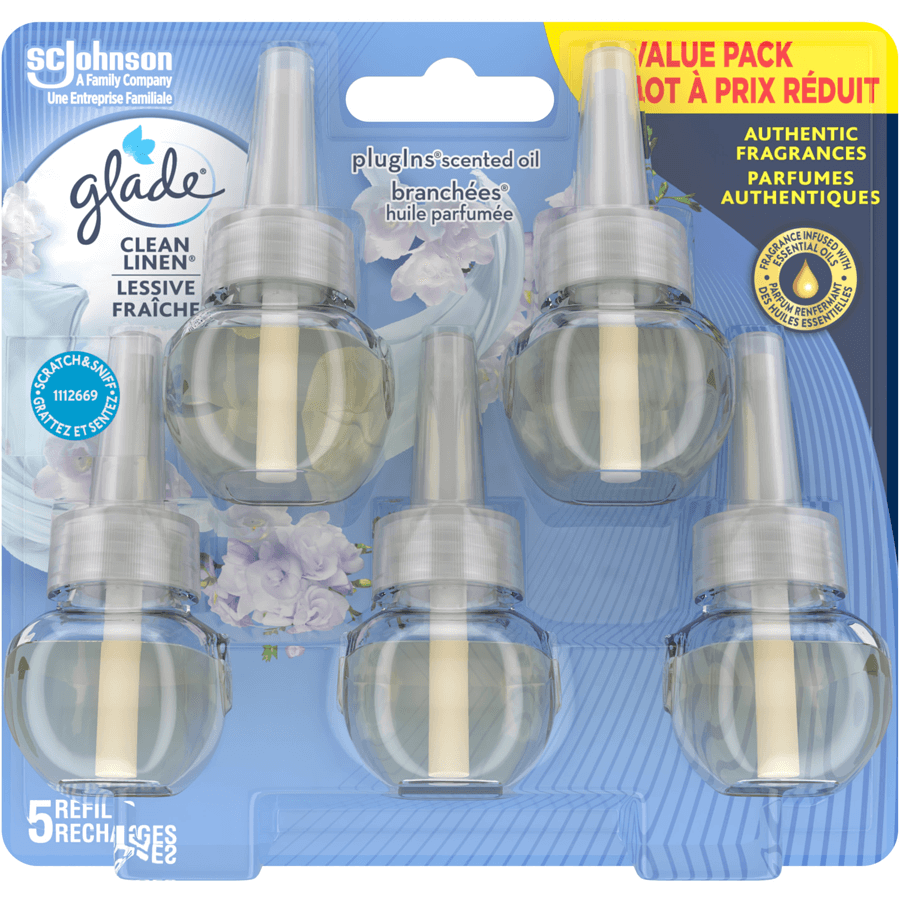 Glade PlugIns Clean Linen Scented Oil Refill - 5 Refills(4/Case)
