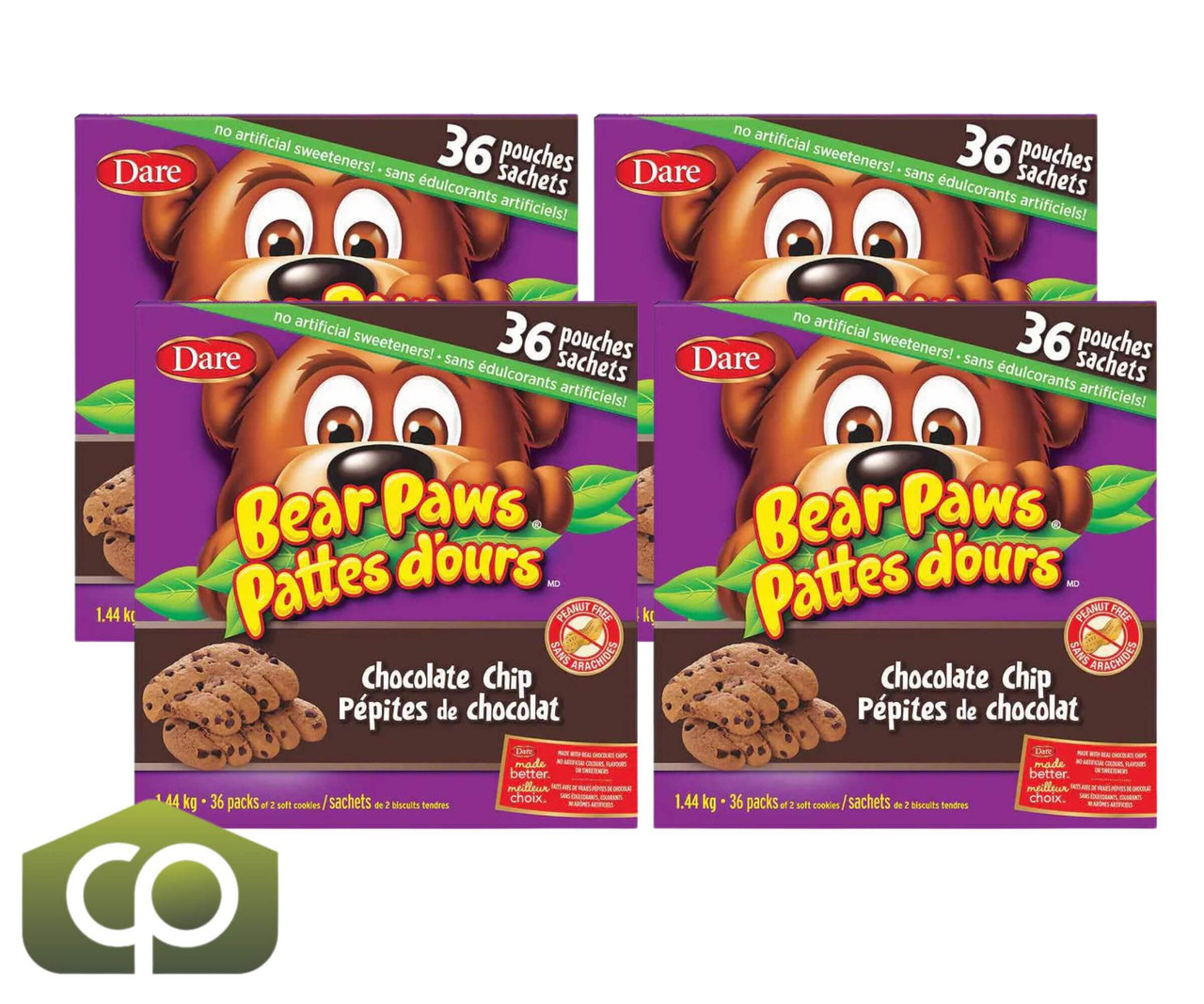 Dare Bear Paws Chocolate Chip Peanut-Free Soft-Baked Cookies, 36-Count ...