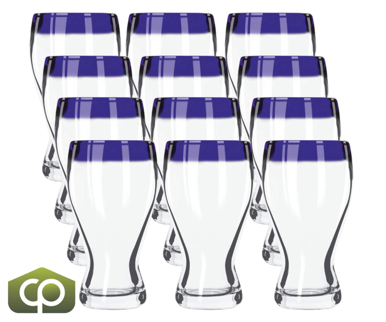Libbey 92316 16 oz Aruba Beer Glass w/ Cobalt Blue Rim, Anneal-Treated ...