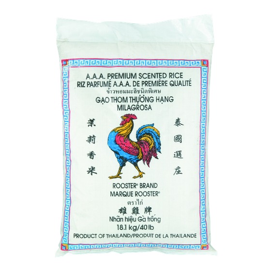 ROOSTER Scented Jasmine Rice Bulk 18.1 kg/39lbs