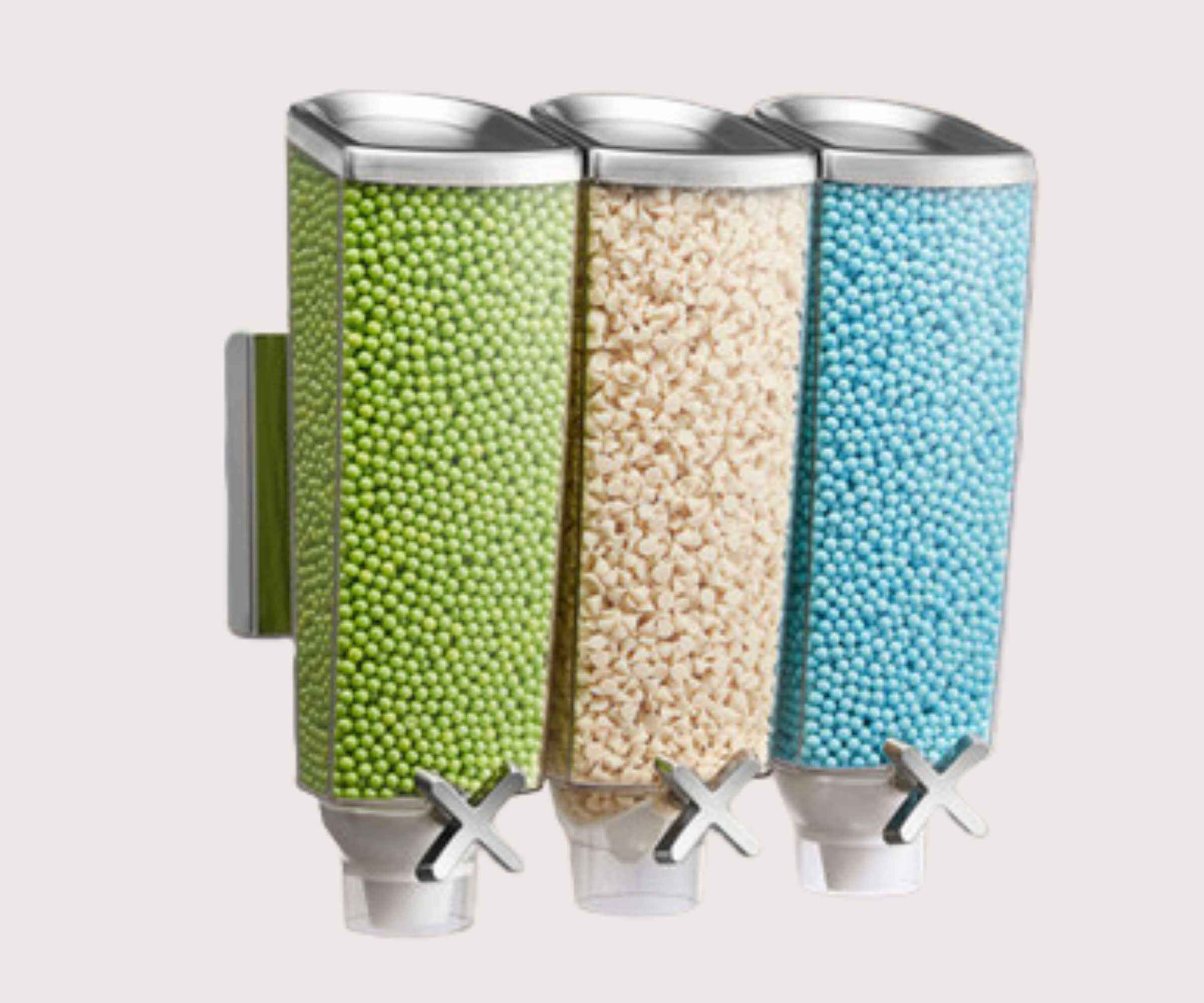 Rosseto EZ-PRO 3.8 Liter Triple Canister Wall-Mounted Food Dispenser ...