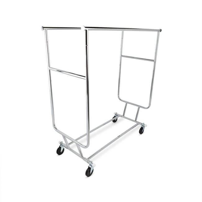RACK FORCE 48" x 22" x 67" Industrial Double Collapsible Rolling Rack
