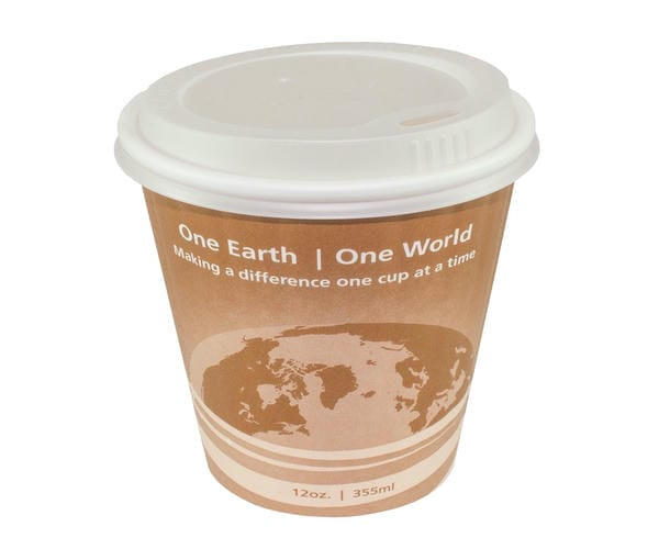 Earth Plus Cup Compostable & Lid 12 oz. Paper (300/Case)