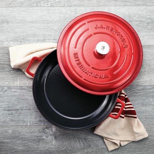 HENCKELS Enameled Red Cast Iron Braiser, 30 cm (12 in.) with High-Domed Lid
