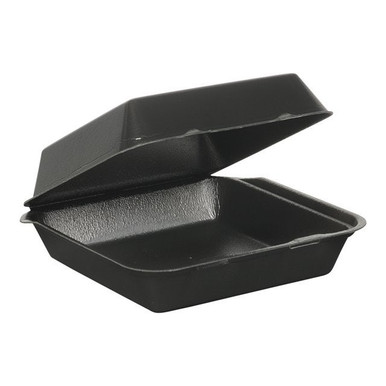 Pactiv 1 Compartment Hinged Black Foam Containers, 9 X 9 X 3.38In ...