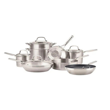 KitchenAid 3-Ply Base Stainless Steel Cookware Set, 12-Piece - Elevate ...
