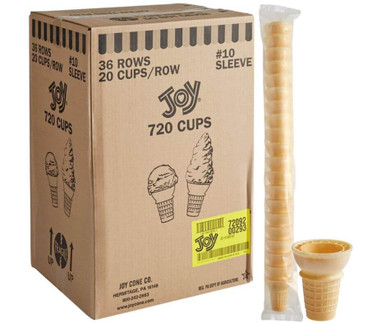 JOY #10 Flat Bottom Ice Cream Cake Cones Bulk - 720/Case | Crispy and ...