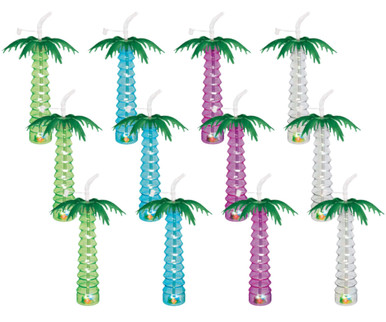 Amscan 473ml/16 oz Plastic Assorted Light-Up Palm Tree Tiki Beach Theme ...