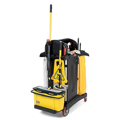 Rubbermaid High Security Janitor Cart with Locking Hood and Cabinets