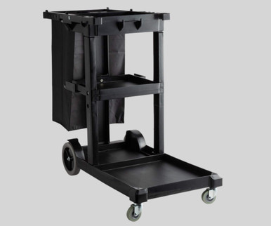 Black Cleaning Cart/Janitor Cart from CP Janitorial with 3 Shelves and ...
