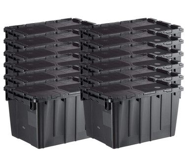 CP 22" x 15" x 13" Medium Stackable Black Chafer Tote / Storage Box ...