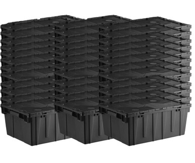 Orbis 21" x 15" x 9" Stack-N-Nest Flipak Black Industrial Tote Box with ...
