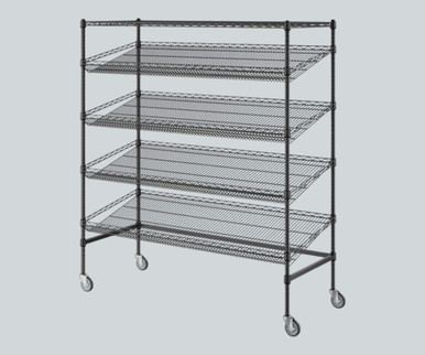 CP Black Epoxy 5-Shelf Angled 24" x 60" x 70" Mobile Merchandising Rack