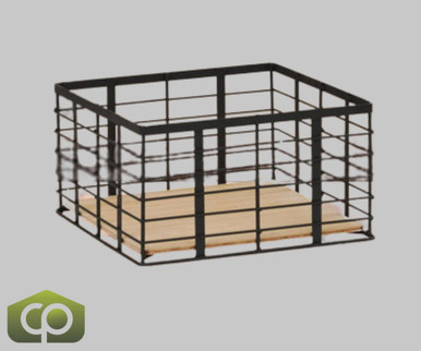 Cal-Mil Madison 12 1/2" x 12 1/2" x 7" Black Metal / Reclaimed Bamboo ...