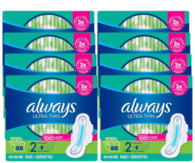 Always Ultra Thin Long Super Pads 8-Case | Bulk Canada