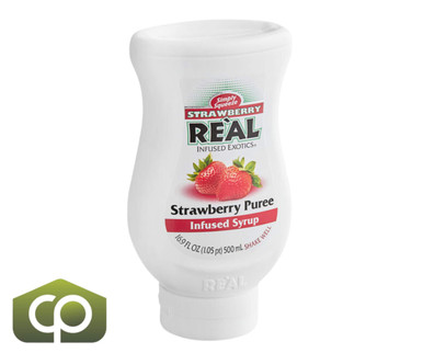 Real 16.9 fl. oz. Strawberry Puree Infused Syrup - Sweet Strawberry Flavor