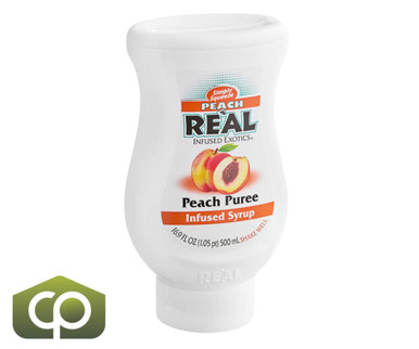 Real 16.9 fl. oz. Peach Puree Infused Syrup - Delicious Ripe Flavor
