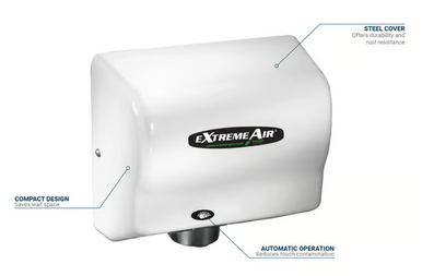 American Dryer Automatic Hand Dryer - White Epoxy Steel, 100-240V/1PH