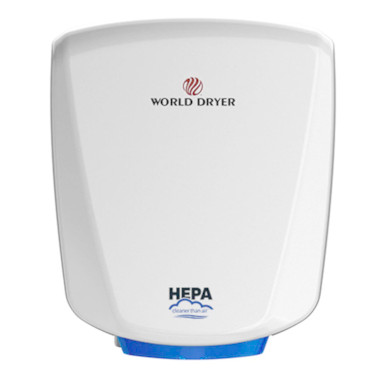 World Dryer Automatic Hand Dryer - 12 Second Dry Time, White Aluminum