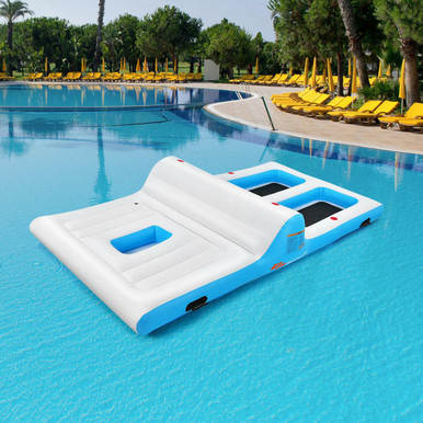Floating 4-Person Inflatable Lounge Raft with 130W Electric Air ...