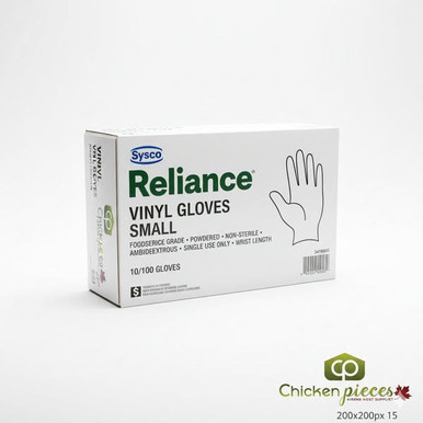 Sysco Reliance Glove Vinyl Powdered Small 100 CT - Chicken Pieces
