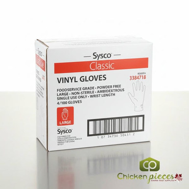 Sysco Classic Glove Vinyl Powder-Free Large 100 CT (4/Case)